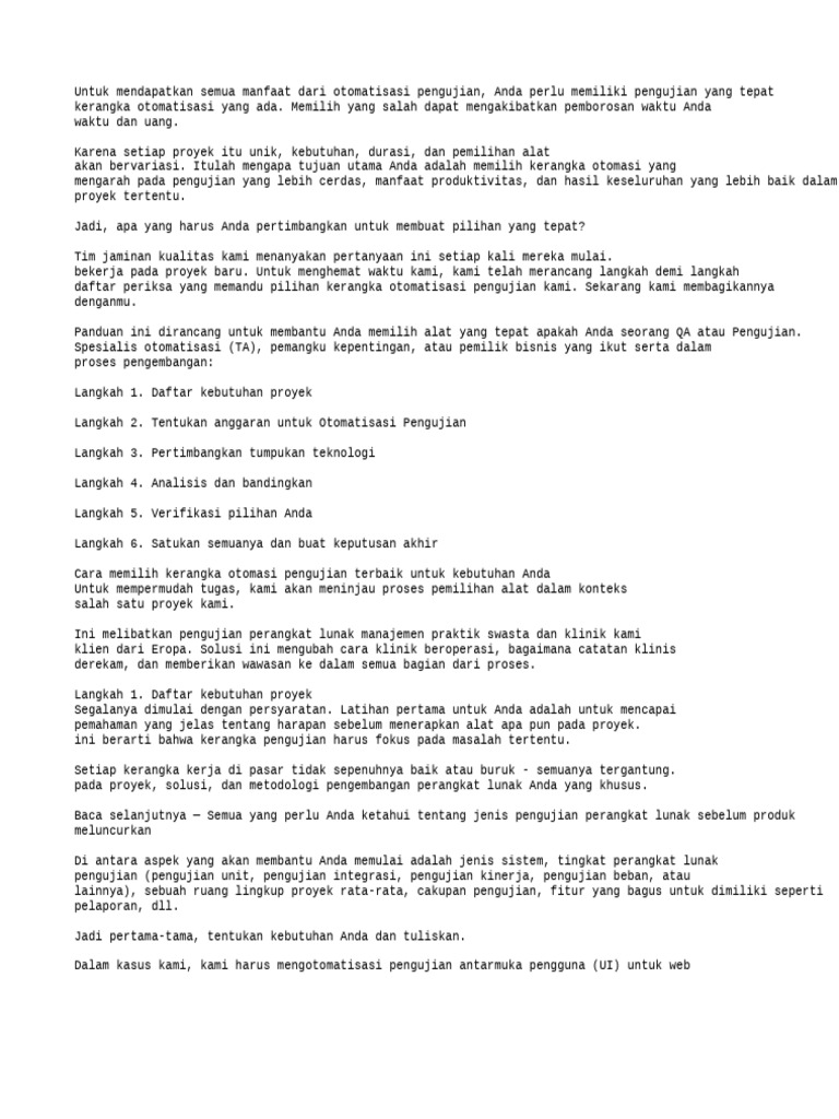 Bukti Konsep (POC) Dalam Pengujian Otomatis - 5 | PDF