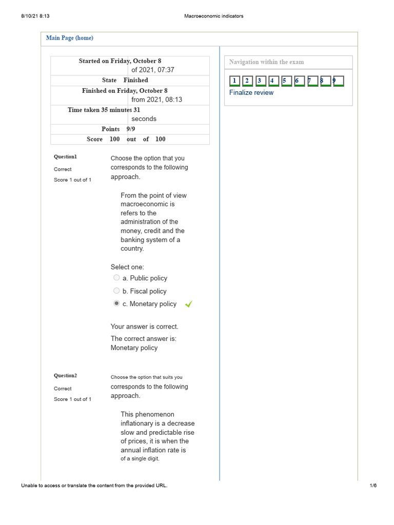 Macroeconomic Indicators EXAM | PDF | Inflation | Macroeconomics