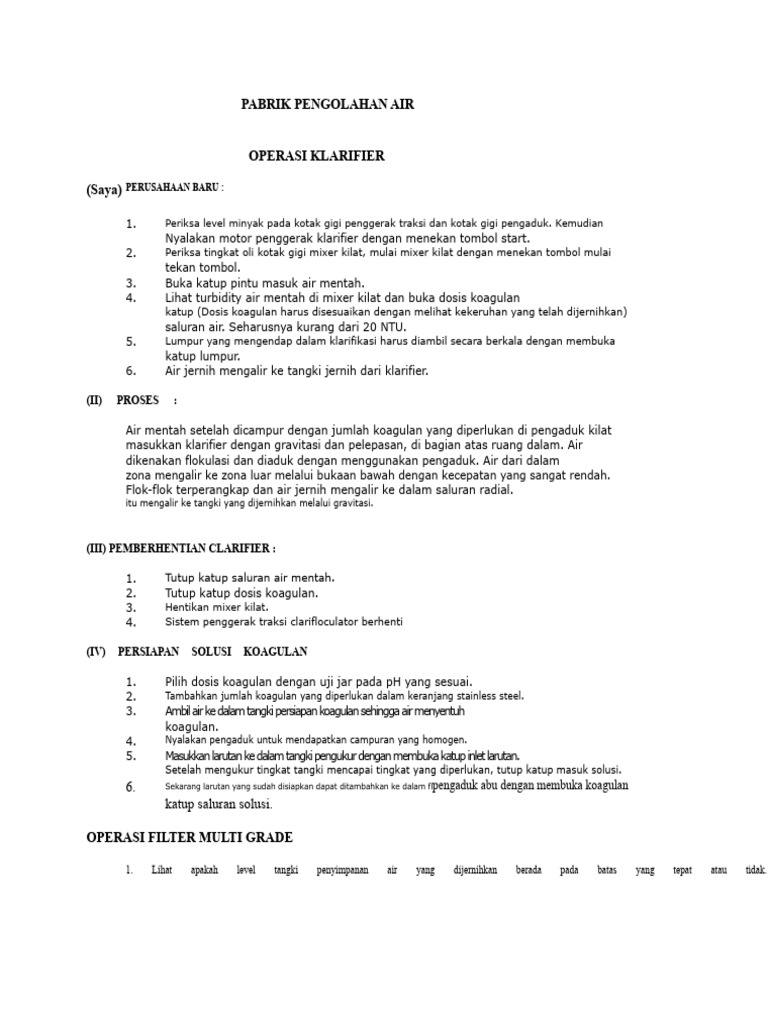 Sop WTP Gabungan | PDF