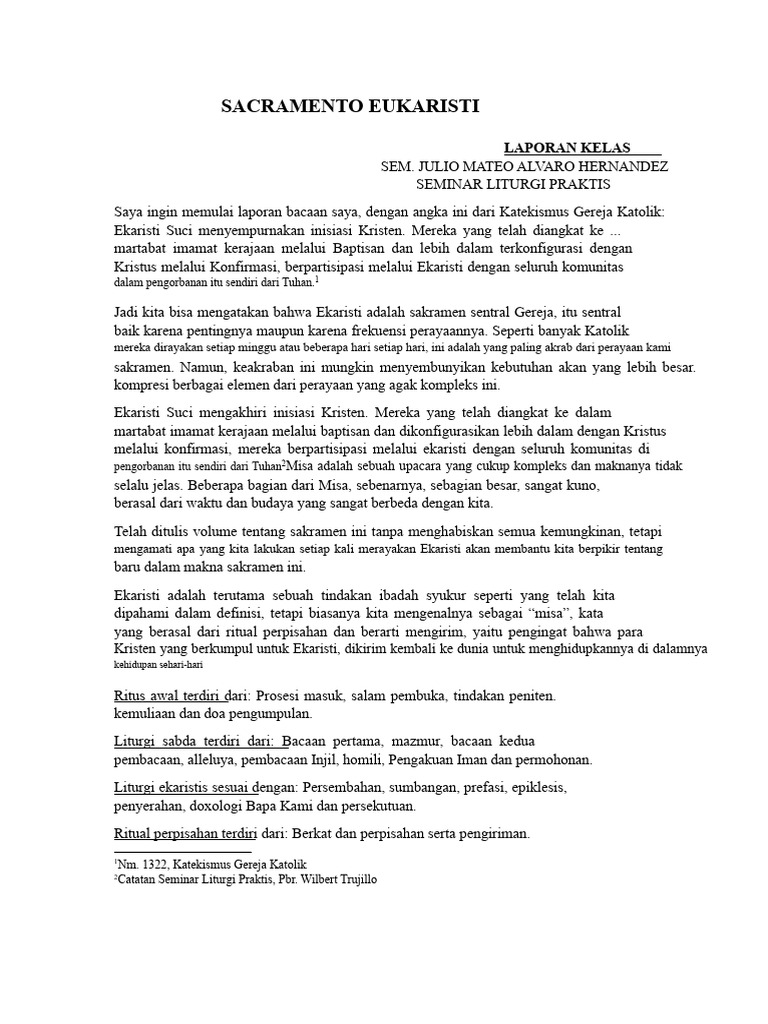 Laporan Pembacaan Eukaristi | PDF