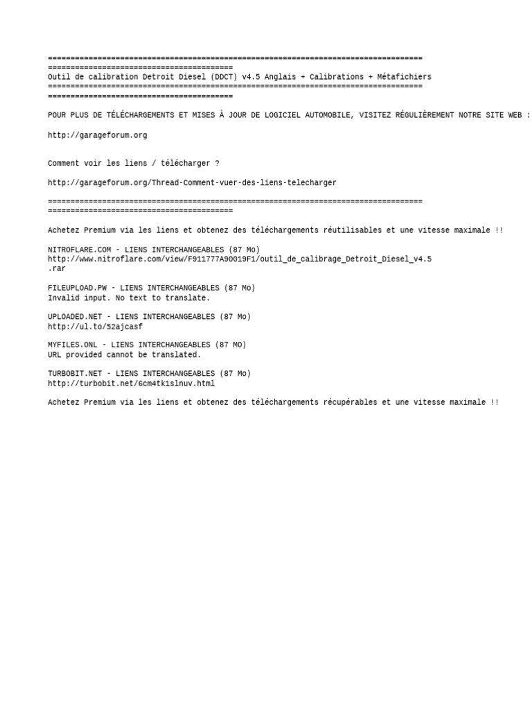 Outil de Calibration Detroit Diesel (DDCT) v4.5 Anglais + Calibrations ...