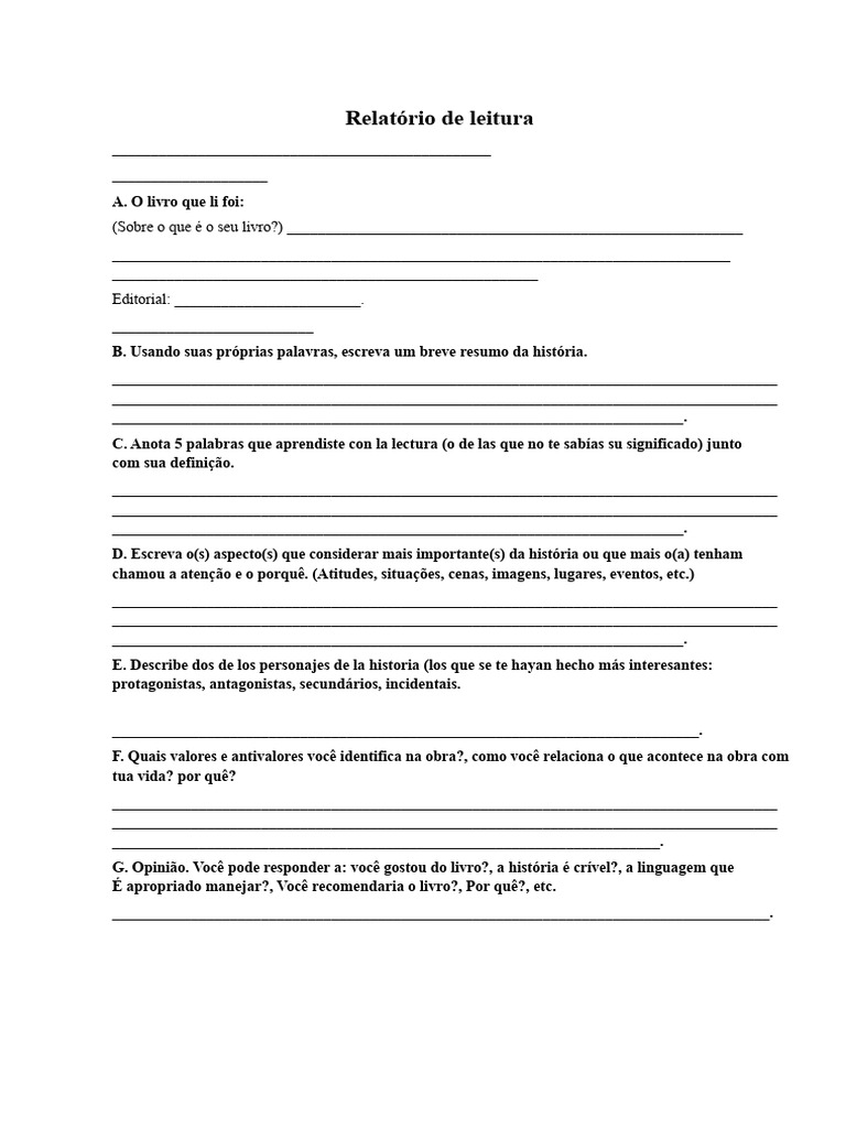 Relatório de Leitura de Livro | PDF