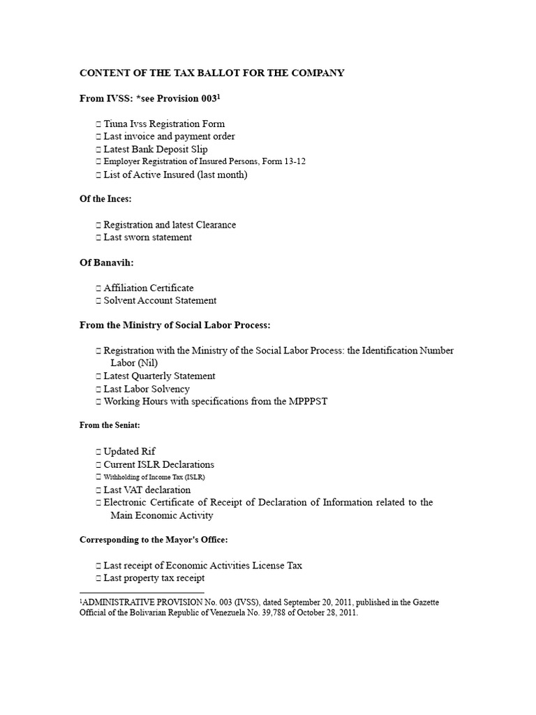 Formal Duties - CONTENT OF THE TAX BULLETIN FOR COMPANIES | PDF ...
