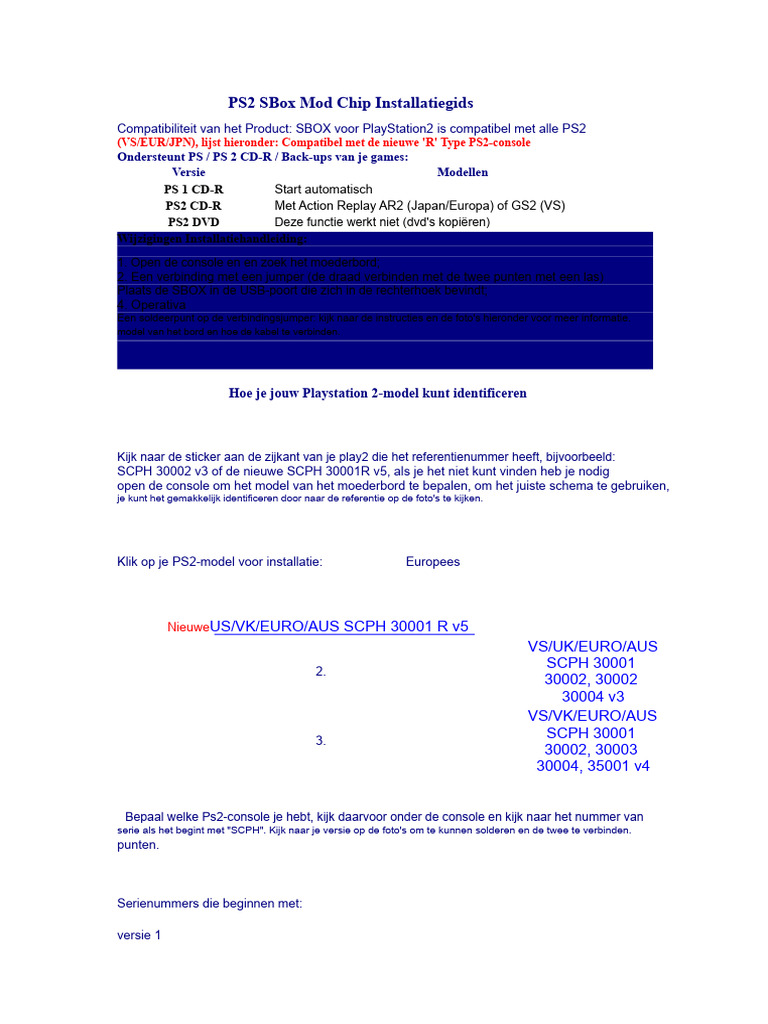 PS2 SBox Mod Chip Installatiegids | PDF