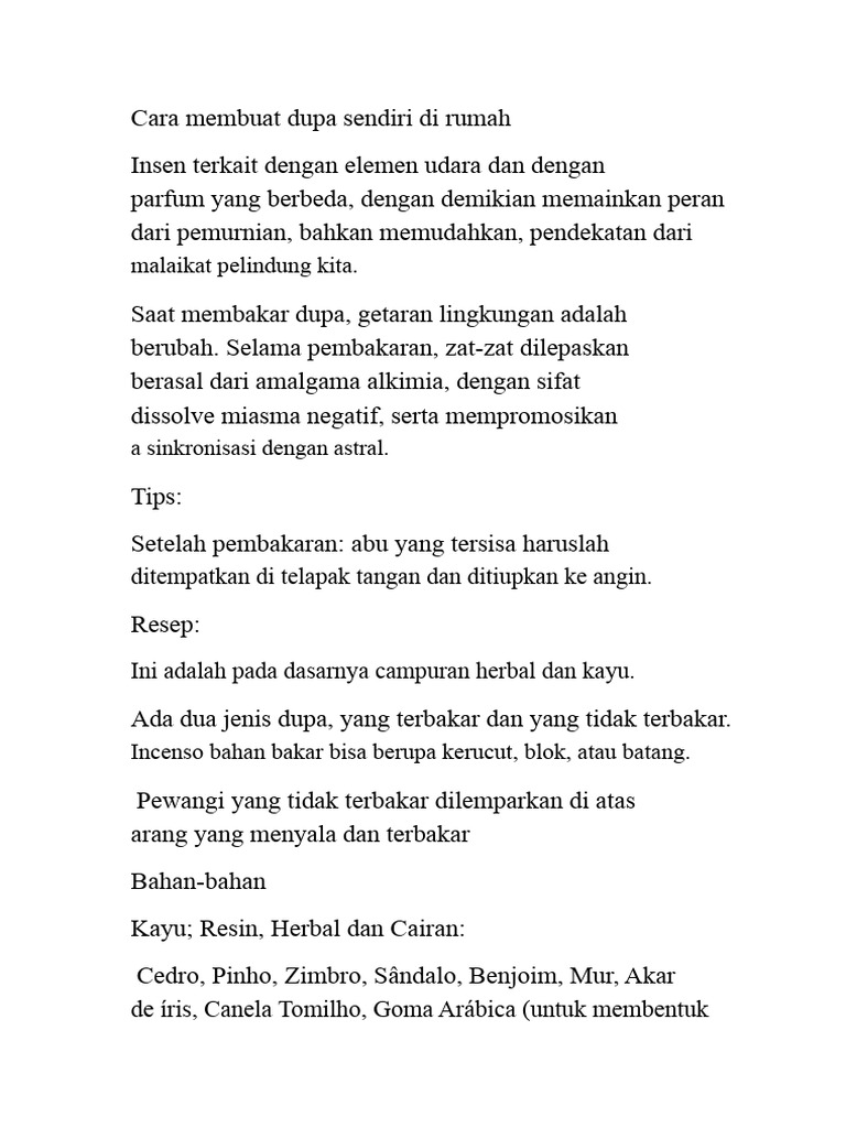 Cara Membuat Dupa Sendiri Di Rumah | PDF