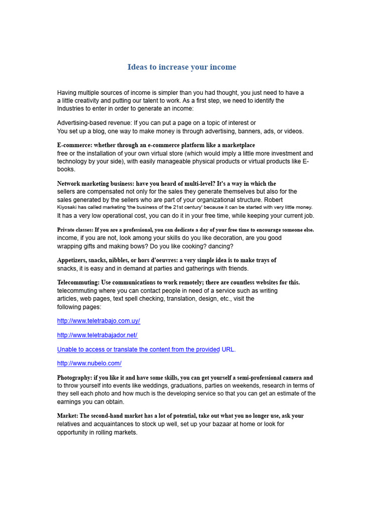 Multiple Sources of Income | PDF