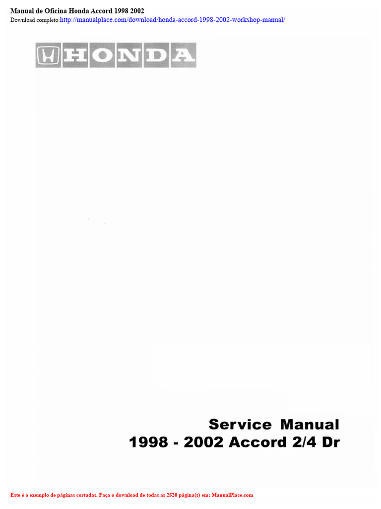 Manual Honda Accord 1998 2002 Pdf Pdf