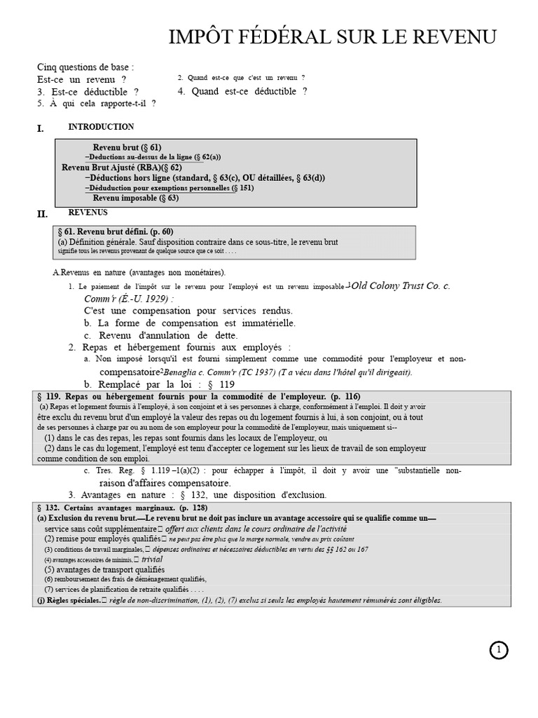 Impôt Fédéral : Revenu et Déductions | PDF | Impôt sur le revenu | Impôts
