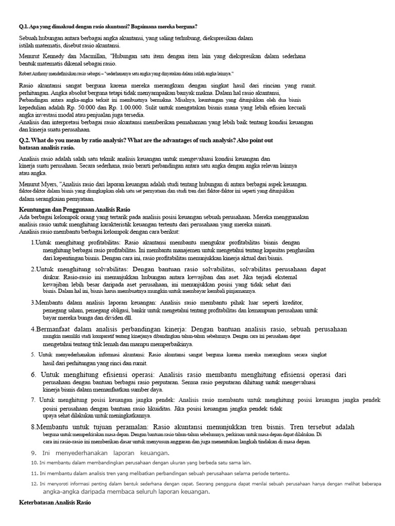Pengertian dan Manfaat Rasio Akuntansi | PDF