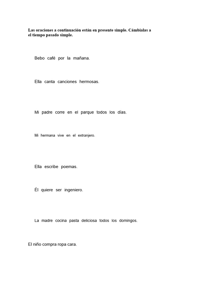 Presente Simple-Pasado Simple | PDF