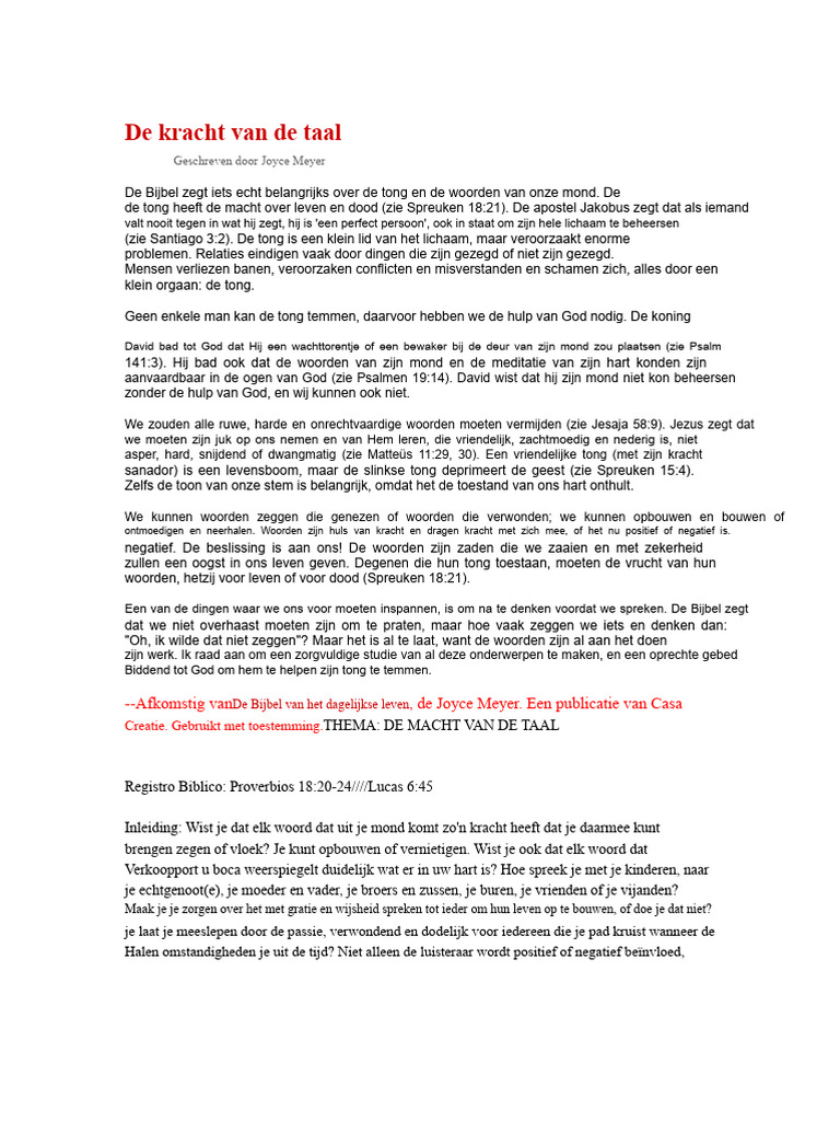 De Kracht Van de Taal | PDF
