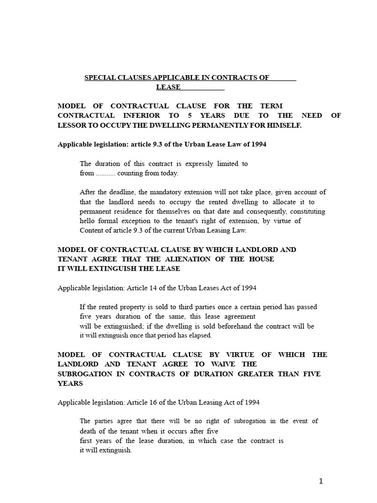 Contractual Clause of Waiver of Subrogation After Initial 5 Years | PDF ...