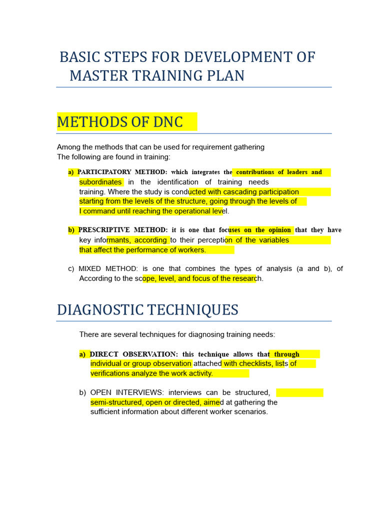 Basic Steps For Developing A Master Training Plan | PDF | Business | Cognitive Science