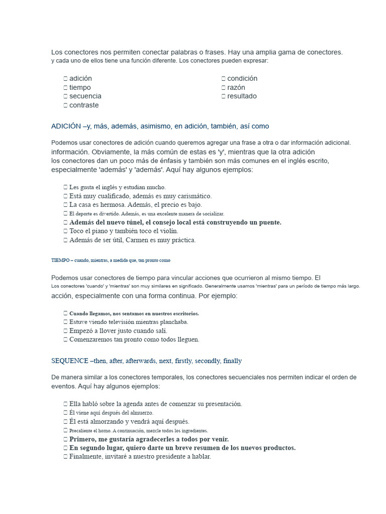 Conectores para Hablar Con Ejemplos | PDF