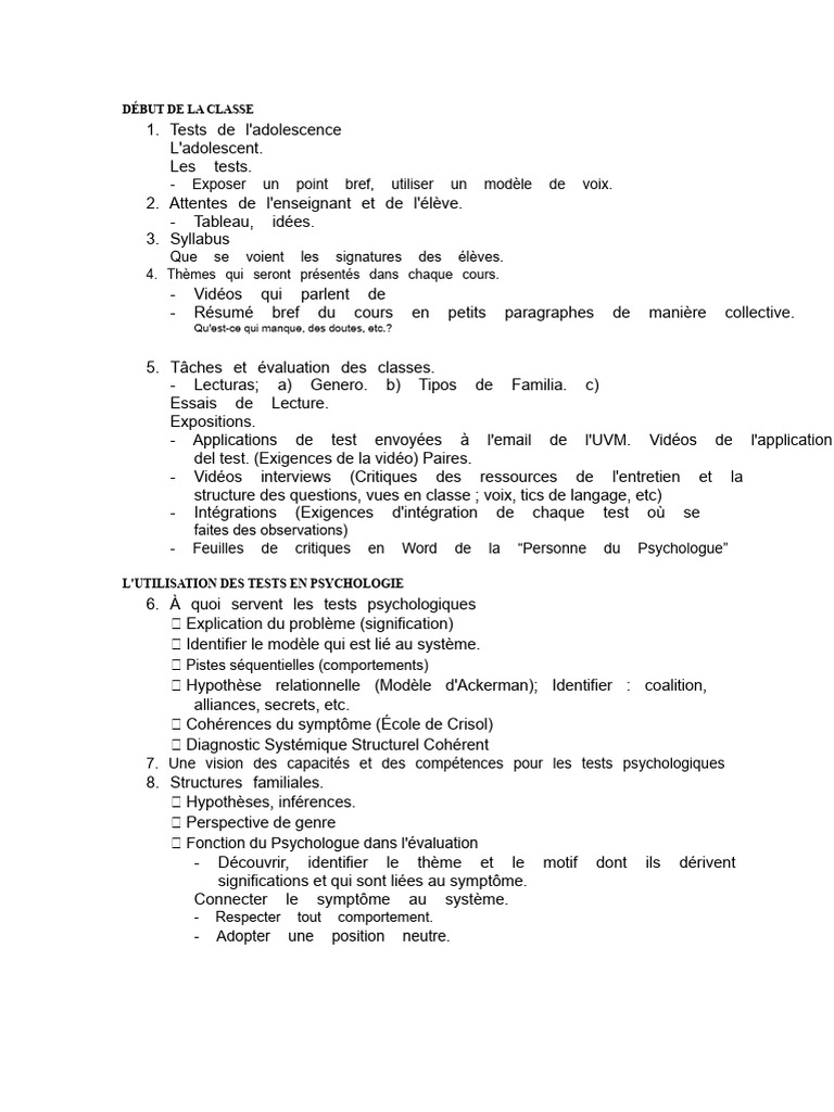 Tests Psychologiques et Évaluations en Classe | PDF | Psychologie ...