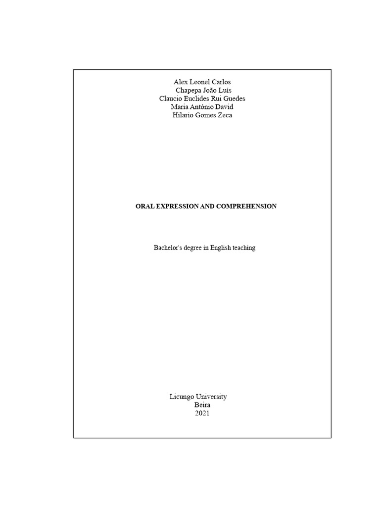 Oral Expression and Comprehension Guide | PDF | Question | Communication