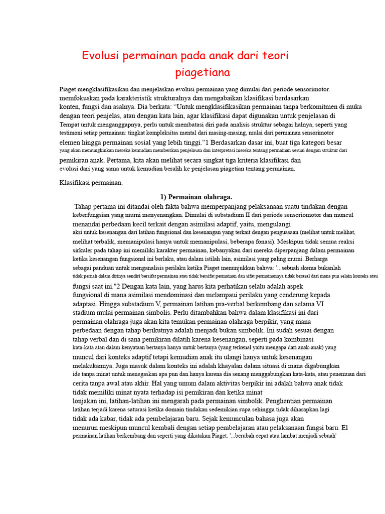 Evolusi Permainan Anak Menurut Piaget | PDF