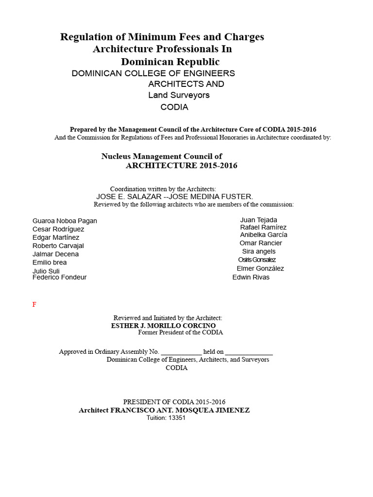 Fee of The Architecture Professionals - Salazar 1 1 | PDF | Architect | Specification (Technical ...