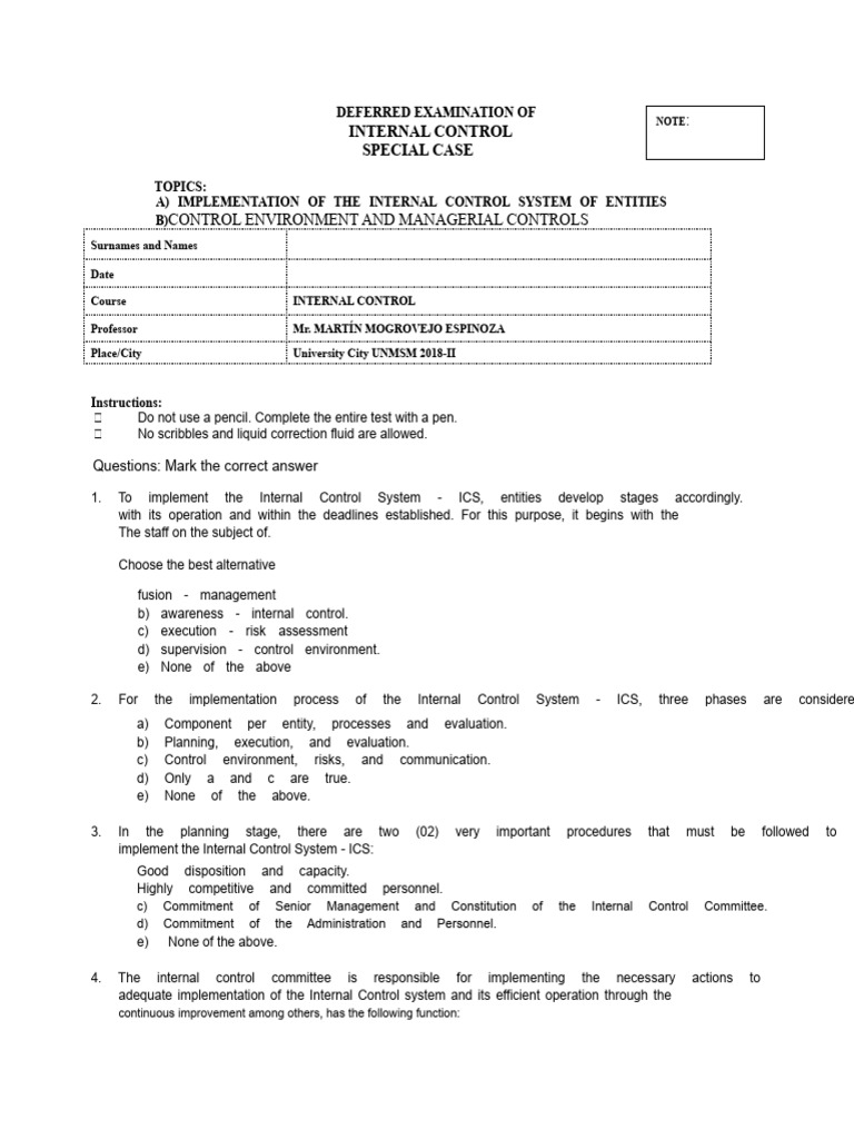 Internal Control System Implementation Guide | PDF | Internal Control ...