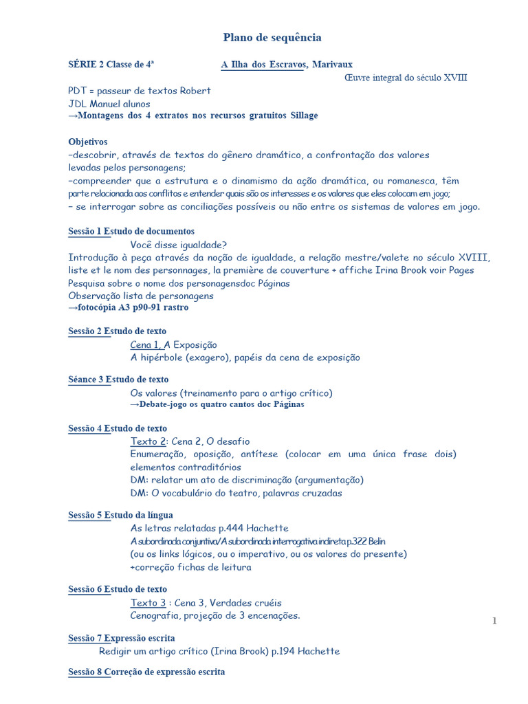 Sq2 A ilha dos escravos - Marivaux - 191206 (pré-difusão) | PDF | Aprendizado | Tempo