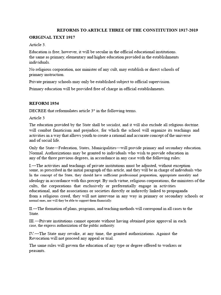 Reforms To Article Three of The Constitution 1917-2019 | PDF ...