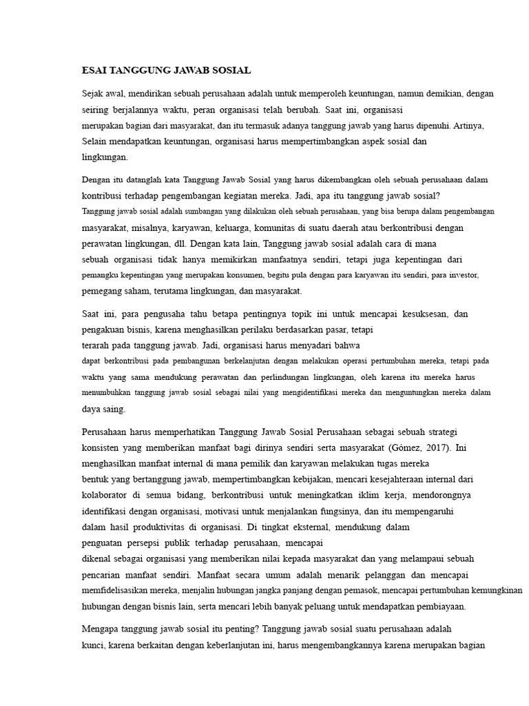Pentingnya Tanggung Jawab Sosial Perusahaan | PDF