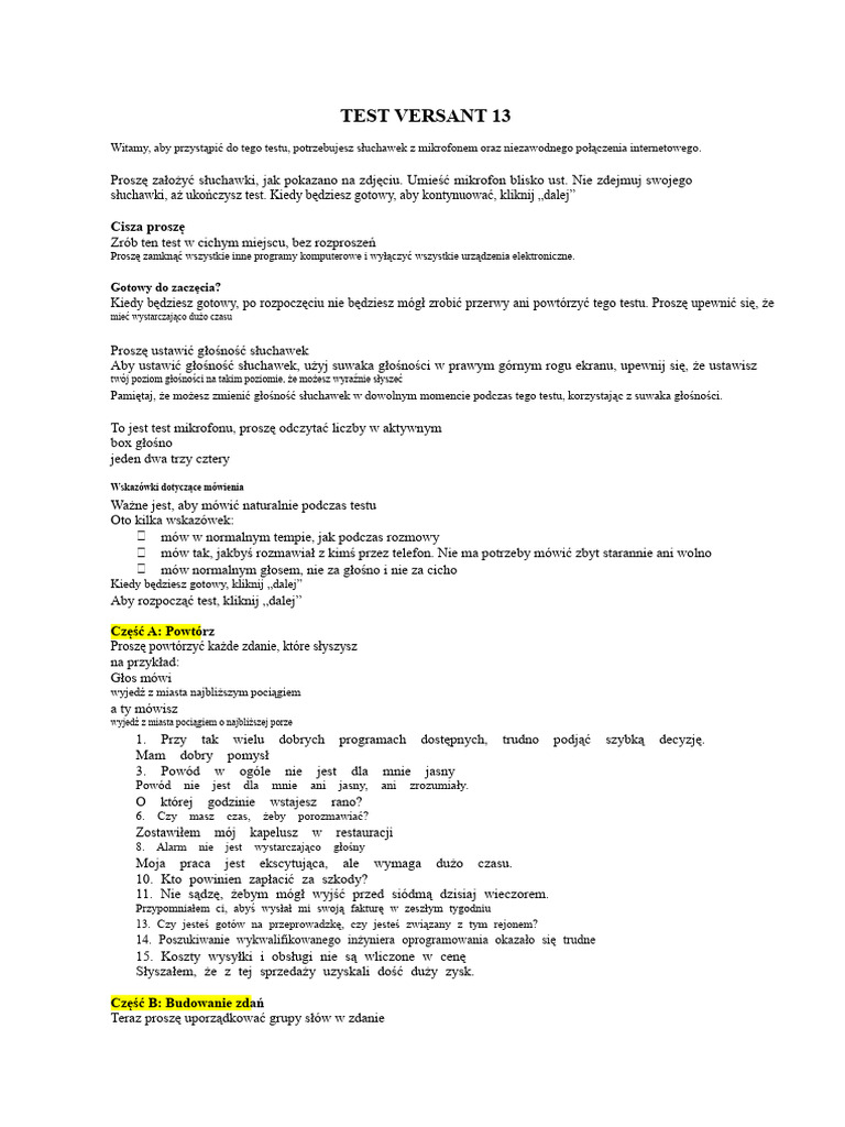 Test Versant 13 | PDF
