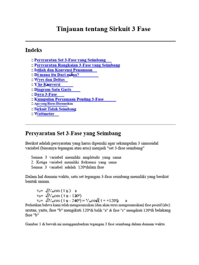 Tinjauan Sirkuit 3 Fase Seimbang | PDF