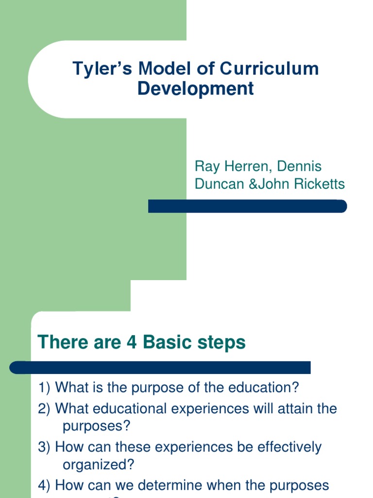 Tyler S Model of Curriculum Development | PDF | Curriculum | Action ...