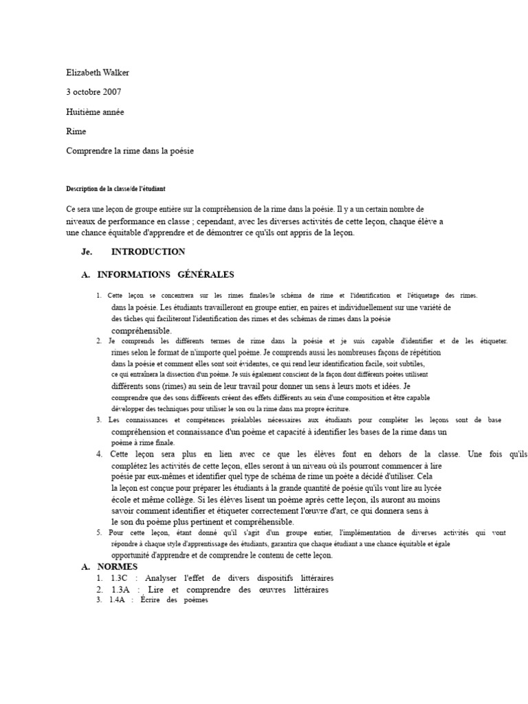 Comprendre les schémas de rimes en poésie | PDF | Poésie | Rime dans la ...