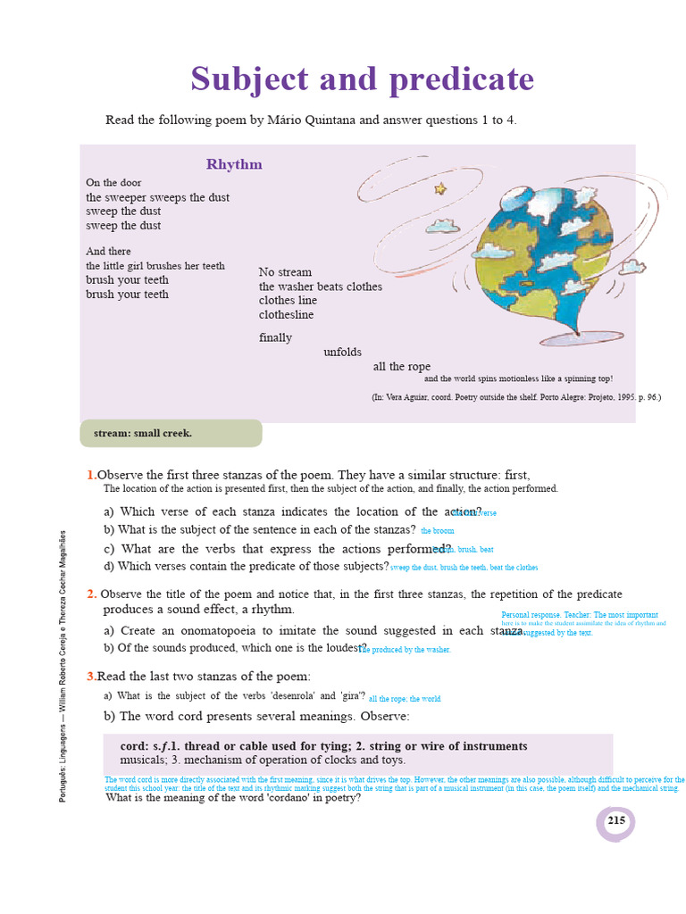 Understanding Subject and Predicate in Poetry | PDF | Subject (Grammar ...