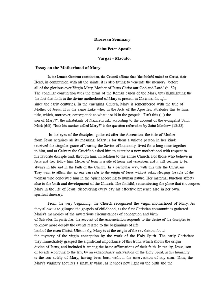 The Divine Motherhood of Mary Explained | PDF | Mary, Mother Of Jesus ...
