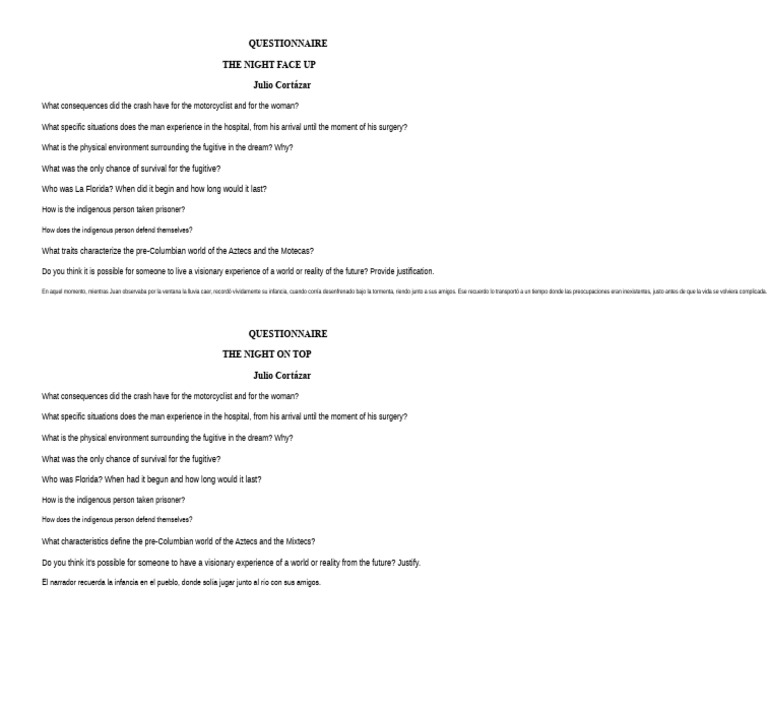 Night Face Up Questionnaire Insights | PDF