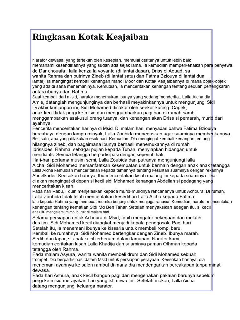 Ringkasan La Boite À Merveilles | PDF