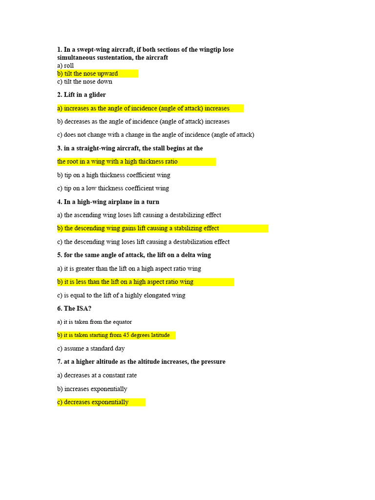 Aircraft Aerodynamics and Flight Mechanics Quiz | PDF | Flight Control ...