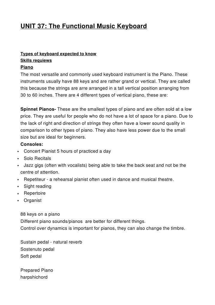 Keyboard Assignment | PDF | Piano | Synthesizer