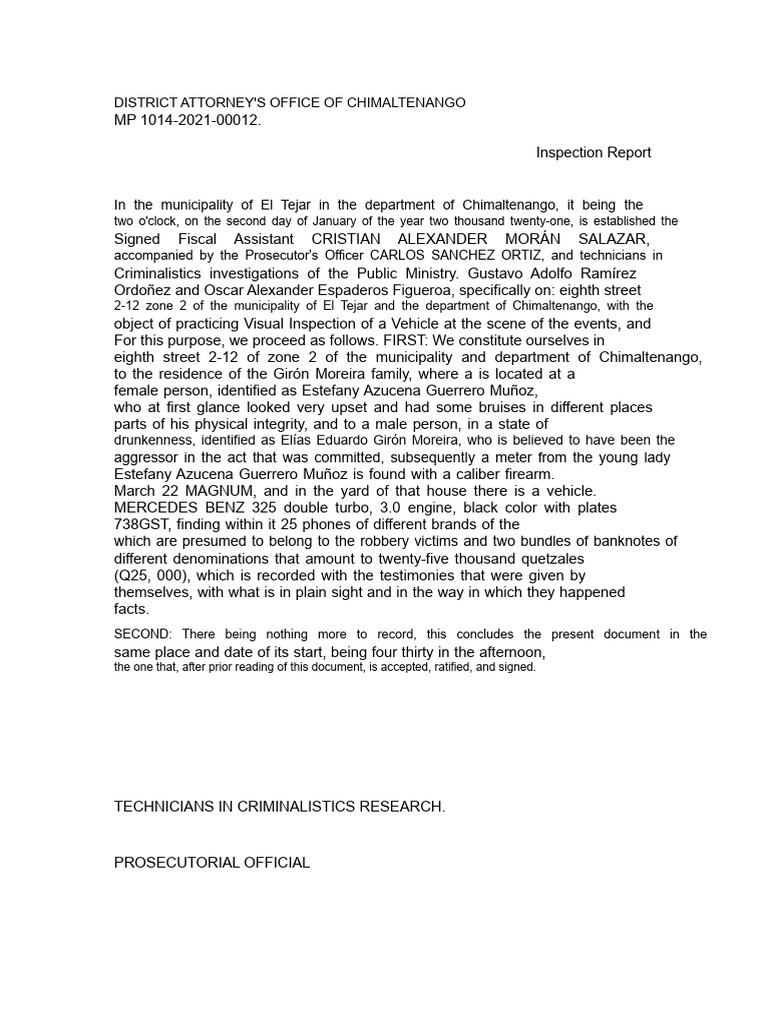 Chimaltenango Vehicle Inspection Report | PDF