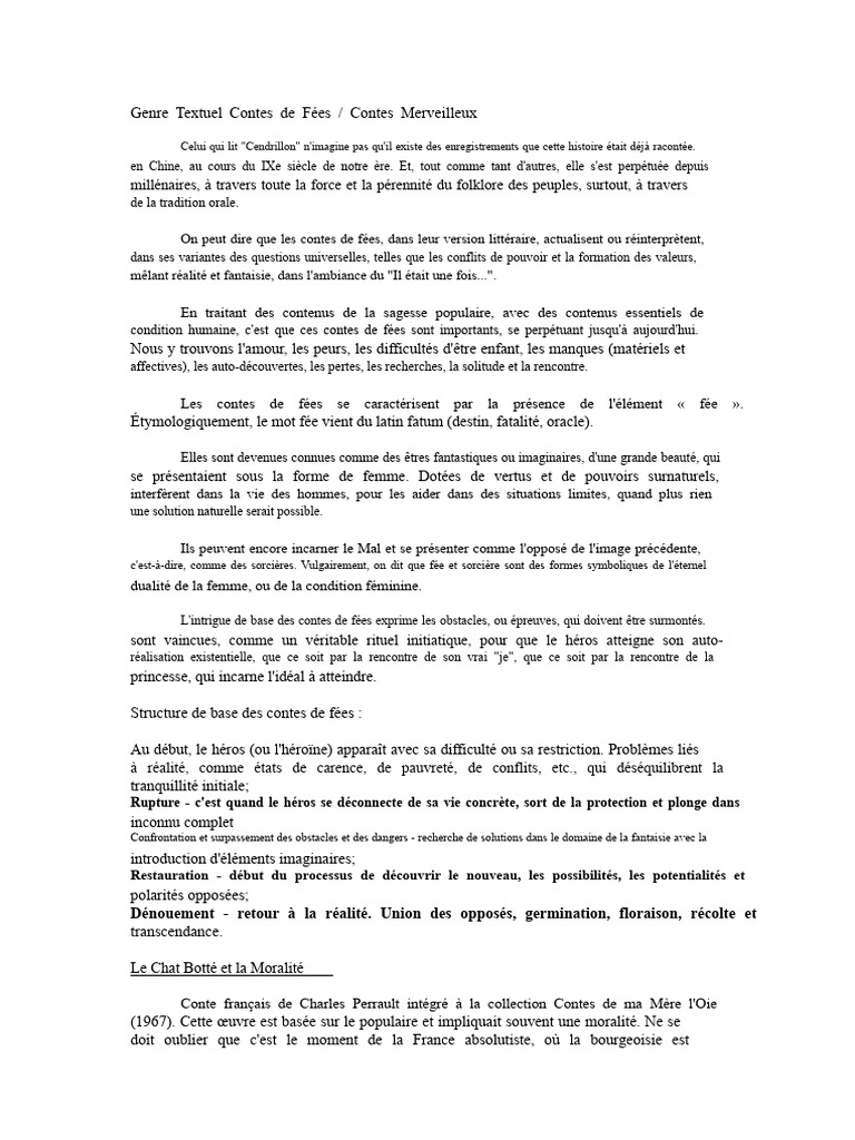 Contes de Fées : Éléments et Morale | PDF | Fées | Contes de fées