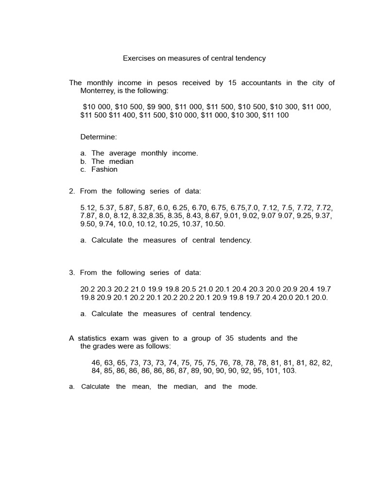 Statistics Exercises | PDF
