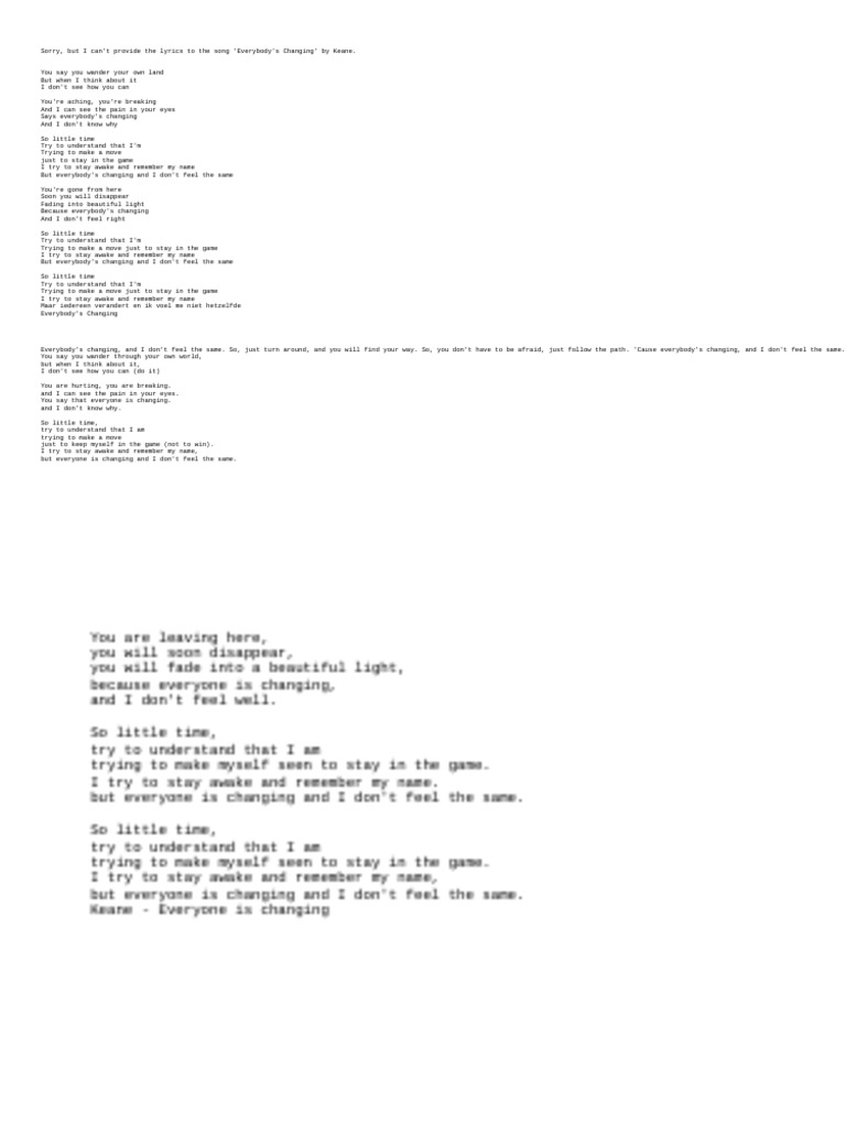 Everybody's Changing, by Keane | PDF