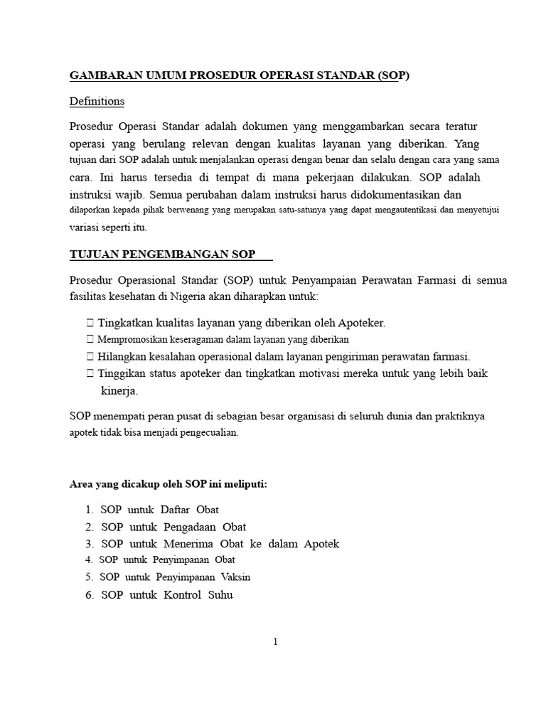 Tinjauan Umum Tentang Prosedur Operasi Standar (SOP) | PDF
