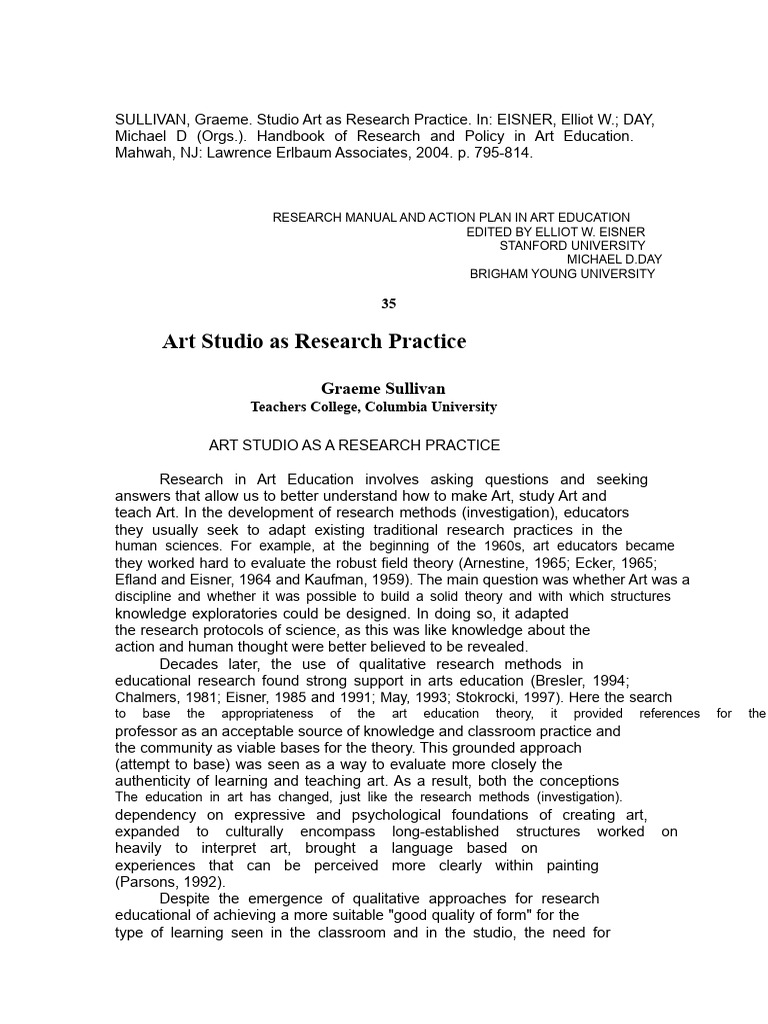 Article - SULLIVAN - Art Studio As A Research Practice | PDF ...