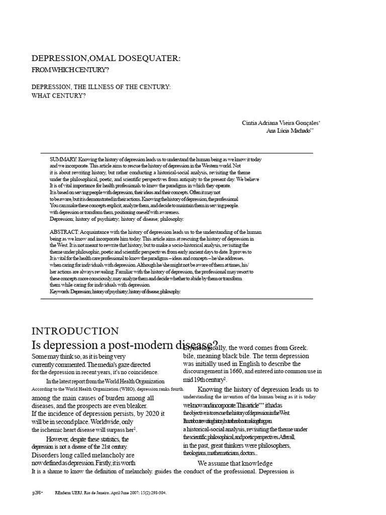 History of Depression Through Centuries | PDF | Psychiatry