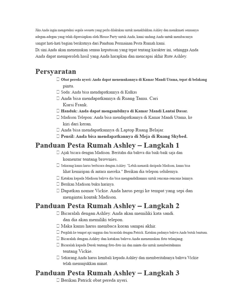 Panduan Pesta Rumah Ashley | PDF