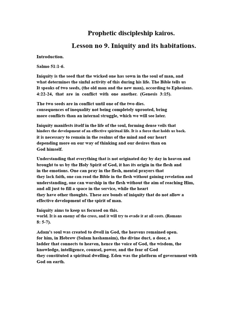 Prophetic Discipleship Kairos. Iniquity and Its Dwellings | PDF | Fear ...