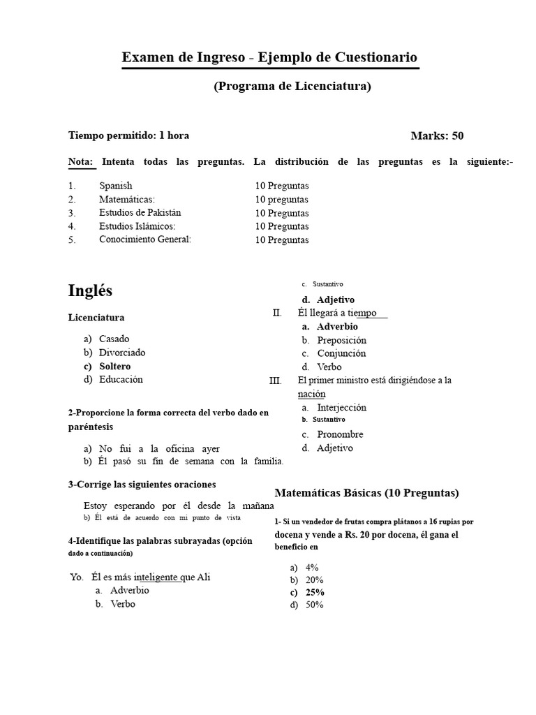 Muestra-Preguntas-bs.docx | PDF | Gramática inglesa | Tipología Lingüística