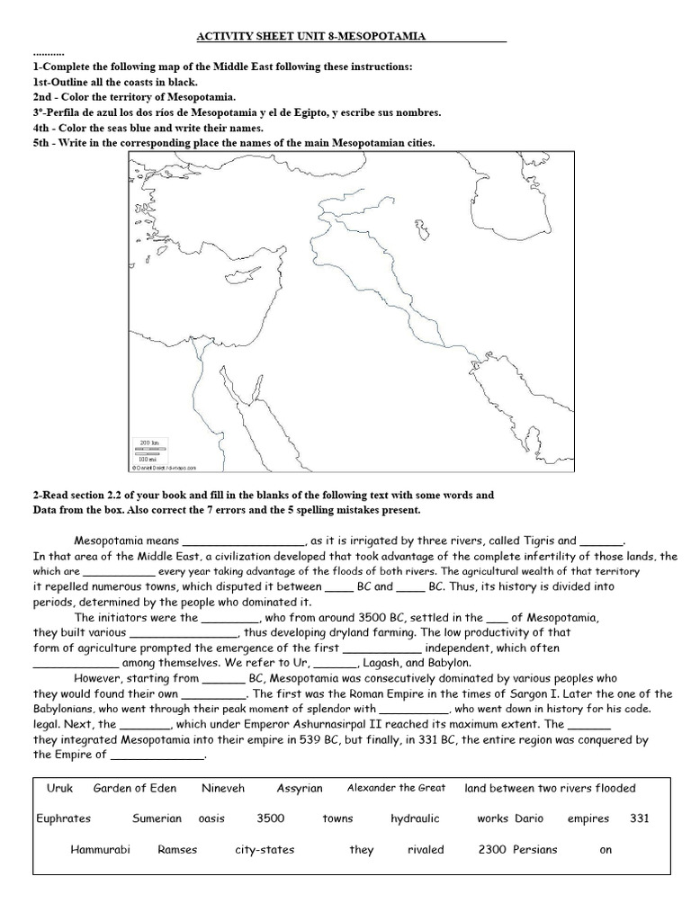 Mesopotamia Activity Sheet | PDF | Mesopotamia | Ancient Near East