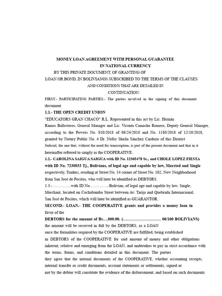 Loan Agreement With Personal Guarantee | PDF | Interest | Finance ...