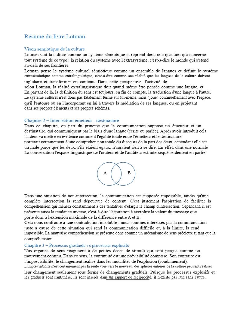 Résumé Du Livre Lotman Chapitres 1-10 | PDF | Sémiotique | Métaphore