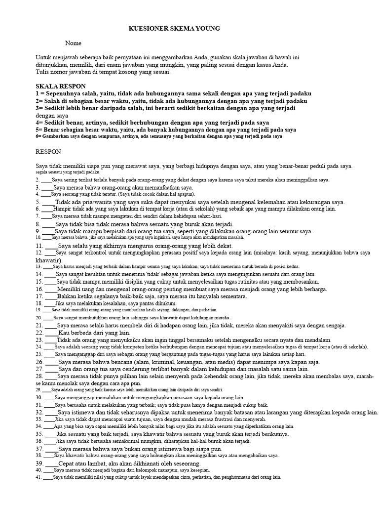 Kuesioner Skema Young | PDF